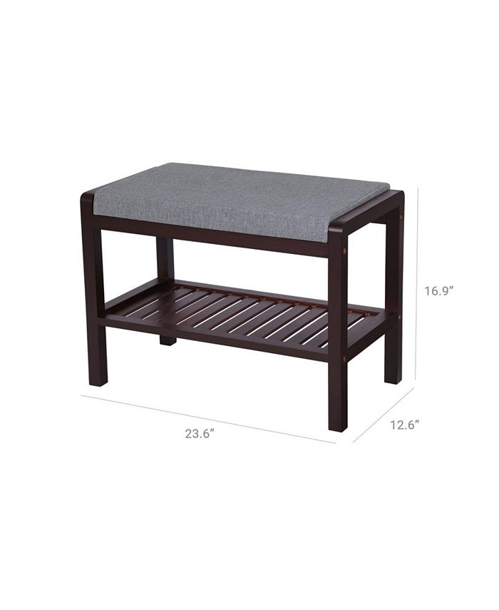 Slickblue Wicker Padded Seat Shoe Rack Shoe Bench - Macy's