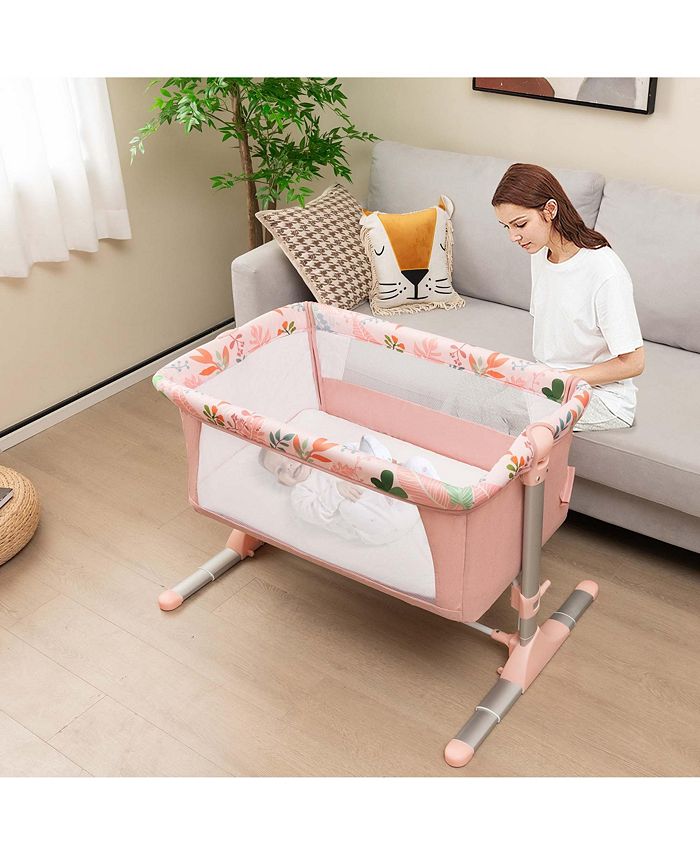 Costway Folding Baby Bassinet Bedside Sleeper with 4 Adjustable Heights ...