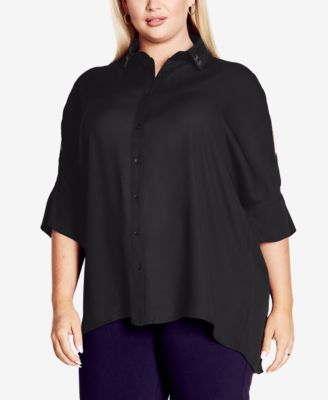 Avenue Plus Size Presley Collared Shirt Top - Macy's