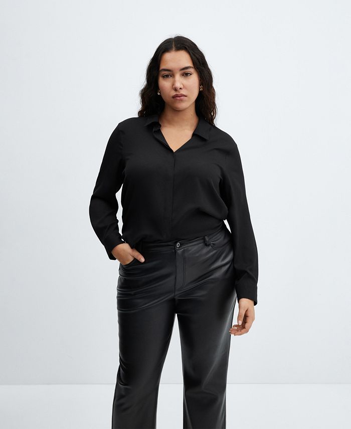 MANGO Women's Leather-Effect Straight Trousers - Macy's