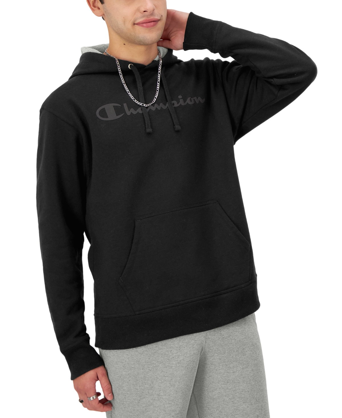 Click here for Champion Mens Logo Graphic Pullover Hoodie - Black prices