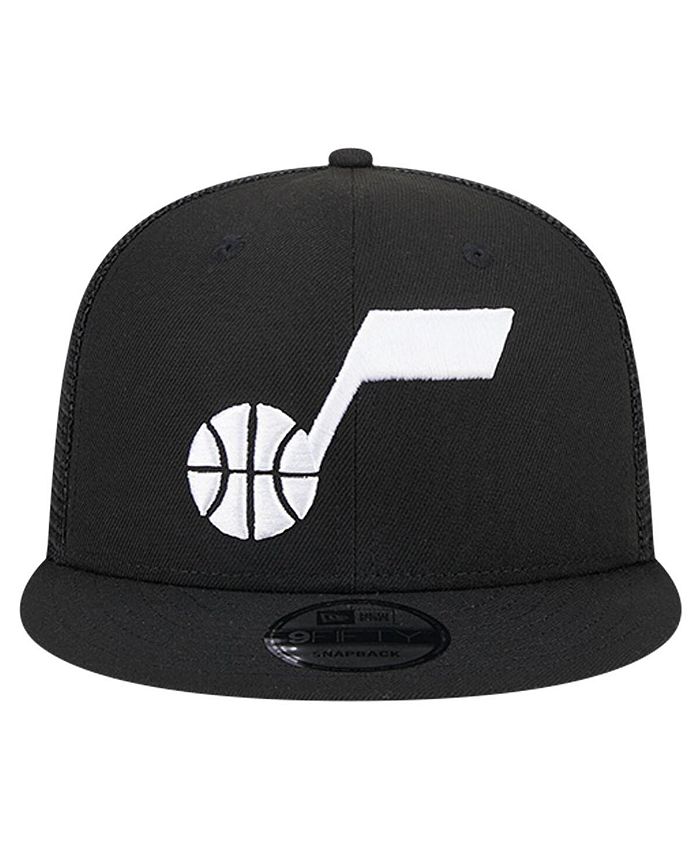 New Era Men's Black Utah Jazz Evergreen 9FIFTY Trucker Snapback Hat ...