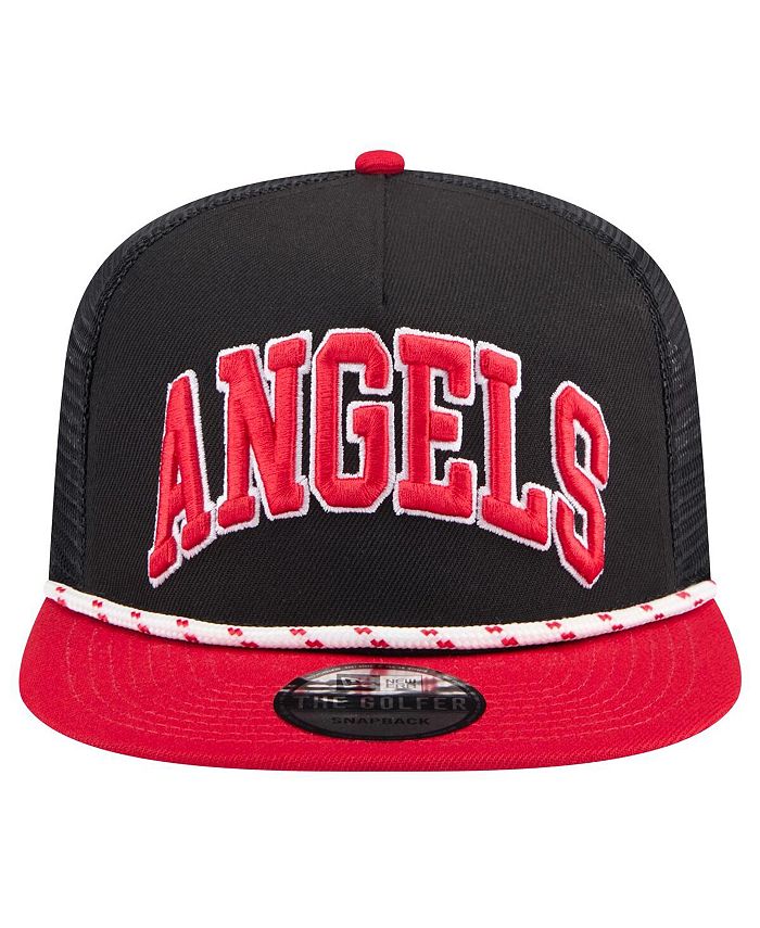 New Era Men's Black Los Angeles Angels Throwback Meshback Golfer Hat ...