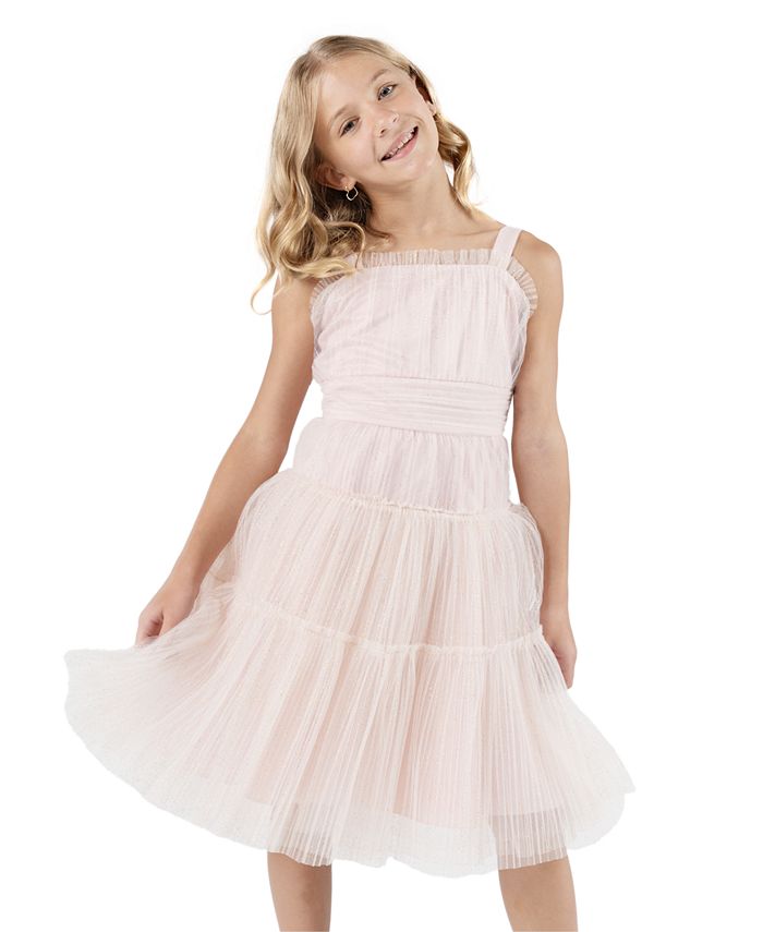 Rare Editions Big Girls Sleeveless Pleated Metallic-Dot Social Dress ...