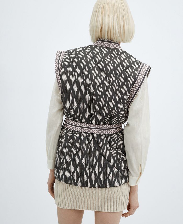 MANGO Women's Belted Quilted Vest Jacket - Macy's