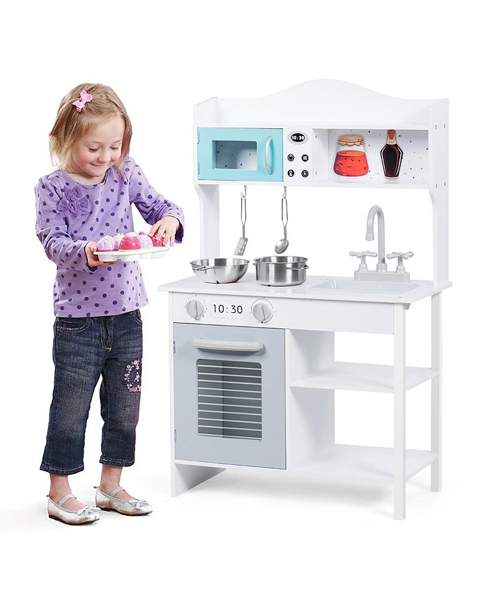 Costway Kids Kitchen Play set Cookware Cooking Set with Pots & Pans ...