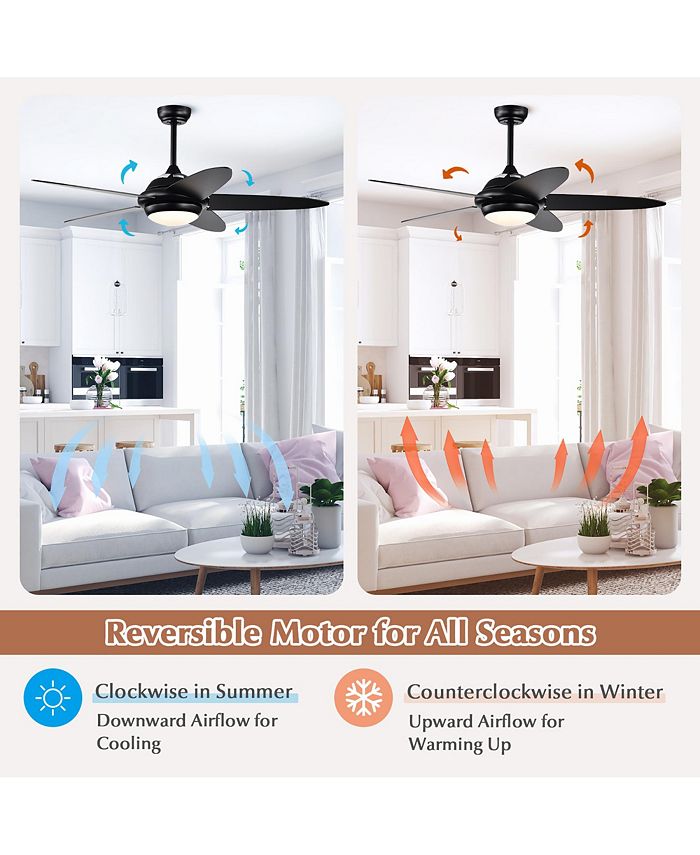 Costway 52'' Ceiling Fan with LED Lights & Remote Control 1/2/4/8H ...