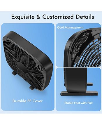 Costway 21'' Box Fan Portable Floor Fan Window Fan with 3 Speed ...