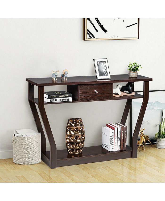 Costway Modern Sofa Accent Table with Drawer Entryway Hallway Hall - Macy's