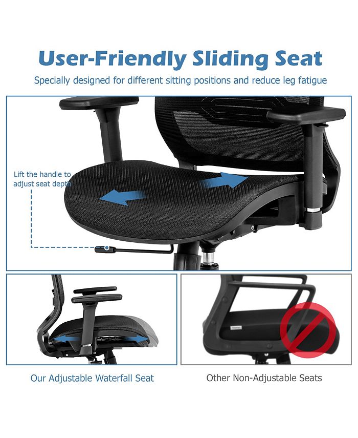 Costway Office Chair Adjustable Mesh Computer Chair with Sliding Seat ...