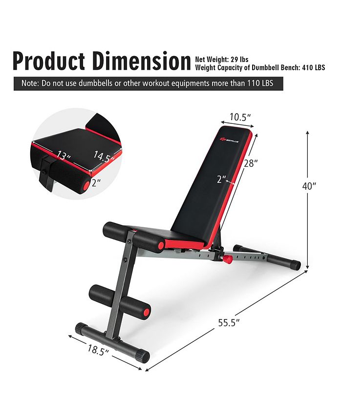 Costway Multi-function Weight Bench W/Adjustable Backrest Home Gym - Macy's