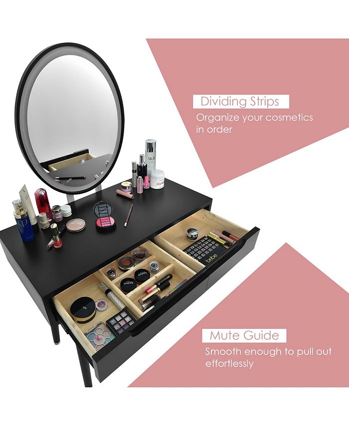 Costway Vanity Makeup Table Touch Screen Dressing Table Stool Set - Macy's