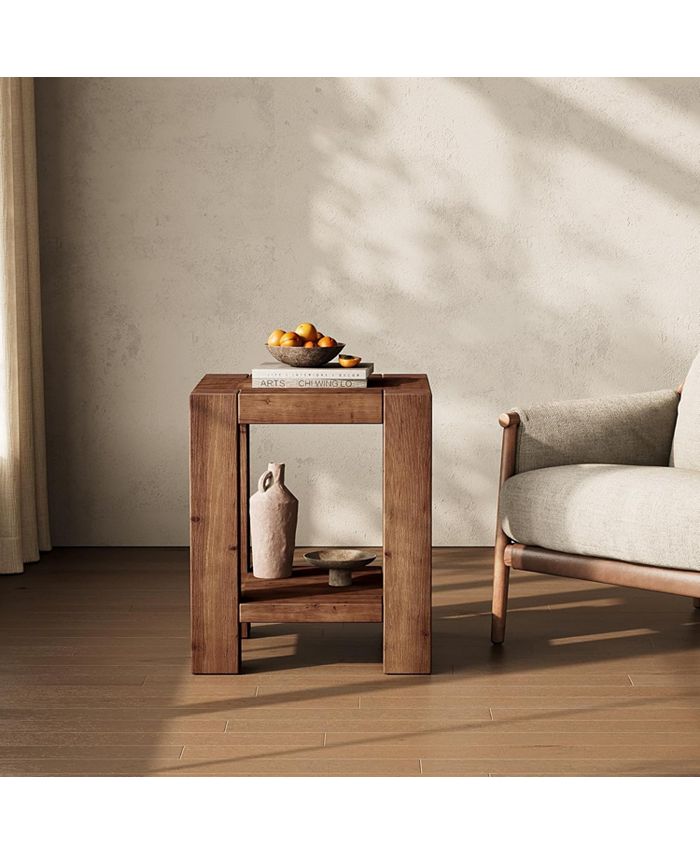 Tribesigns End Table, 2 Tier Round Side Table with Storage Shelf ...