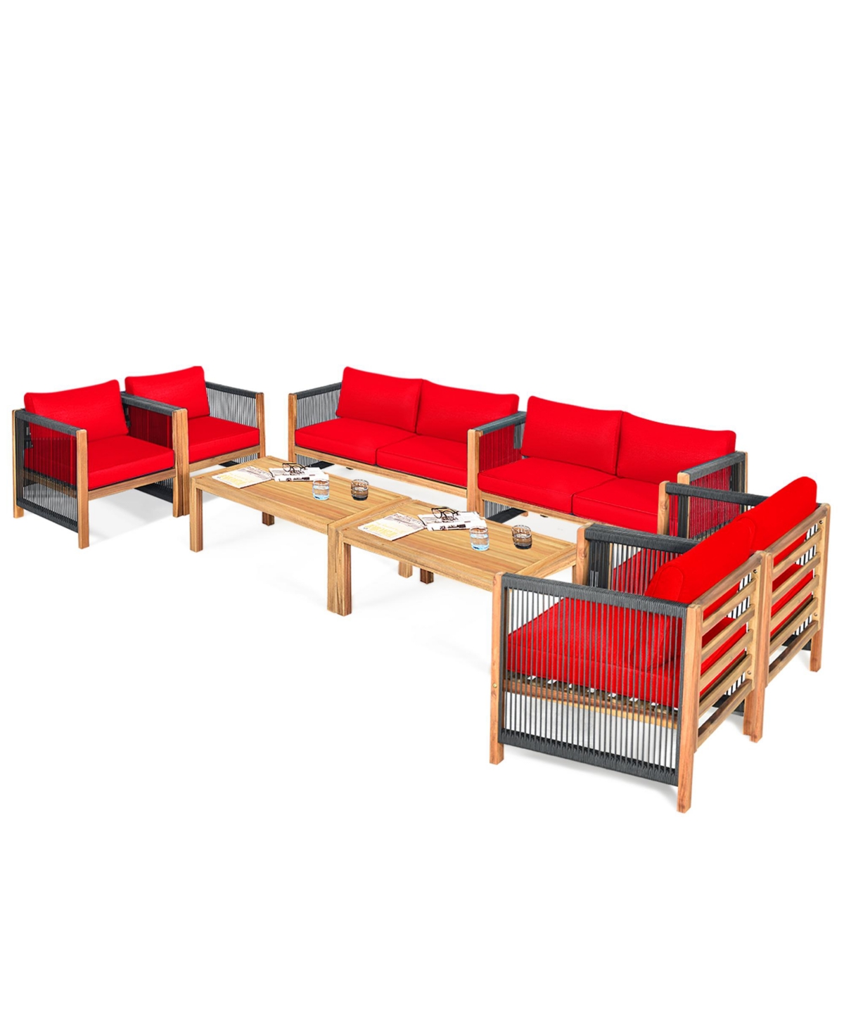 Click here for Gymax 8PCS Acacia Wood Outdoor Patio Furniture Con... prices