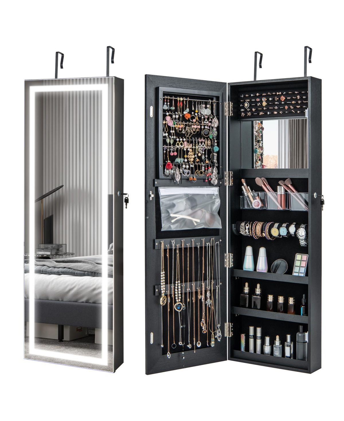 Click here for Costway Led Mirror Jewelry Cabinet Wall/Door Mount... prices