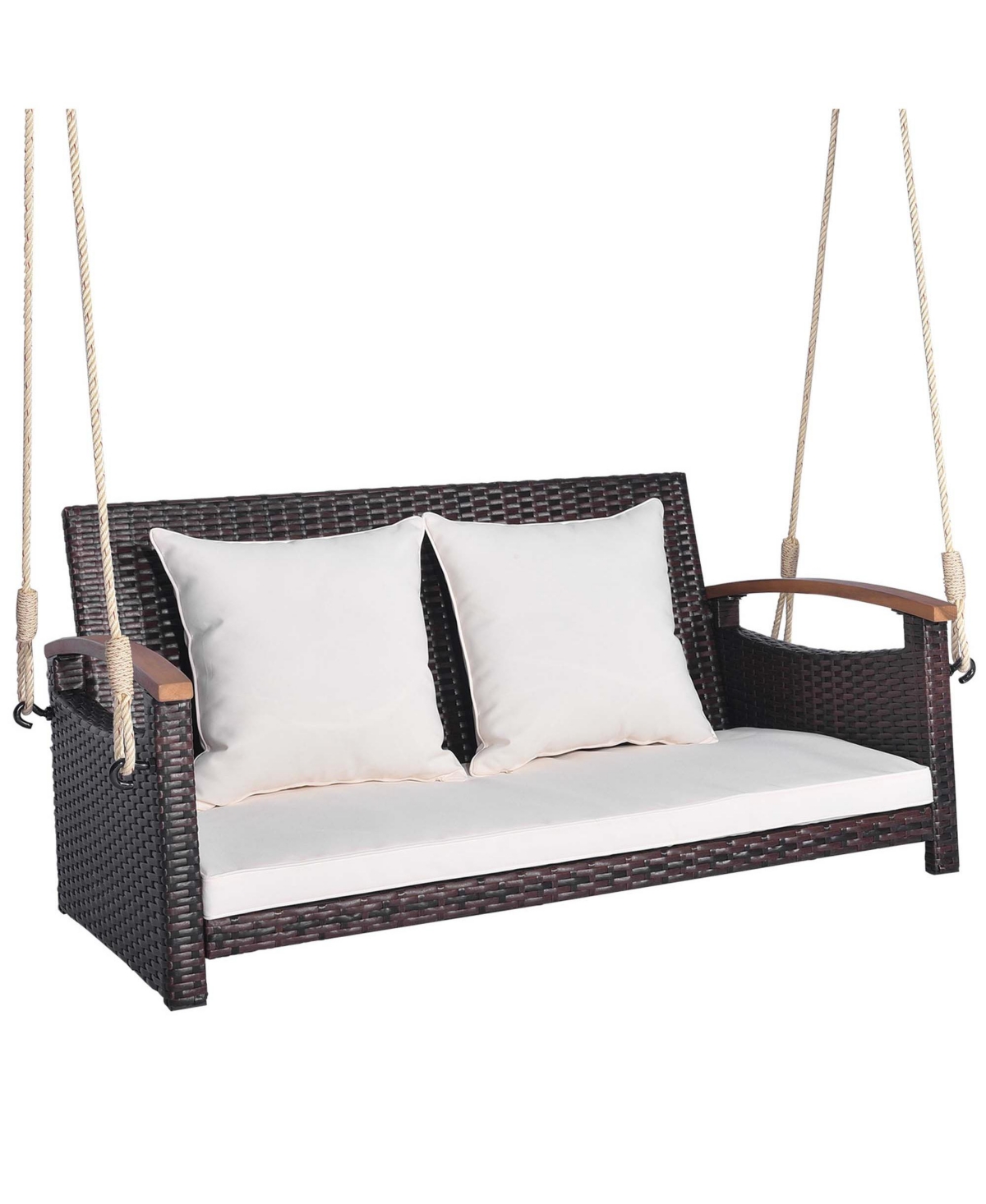 Click here for Costway Patio Rattan Porch Swing 2-Person Hanging... prices