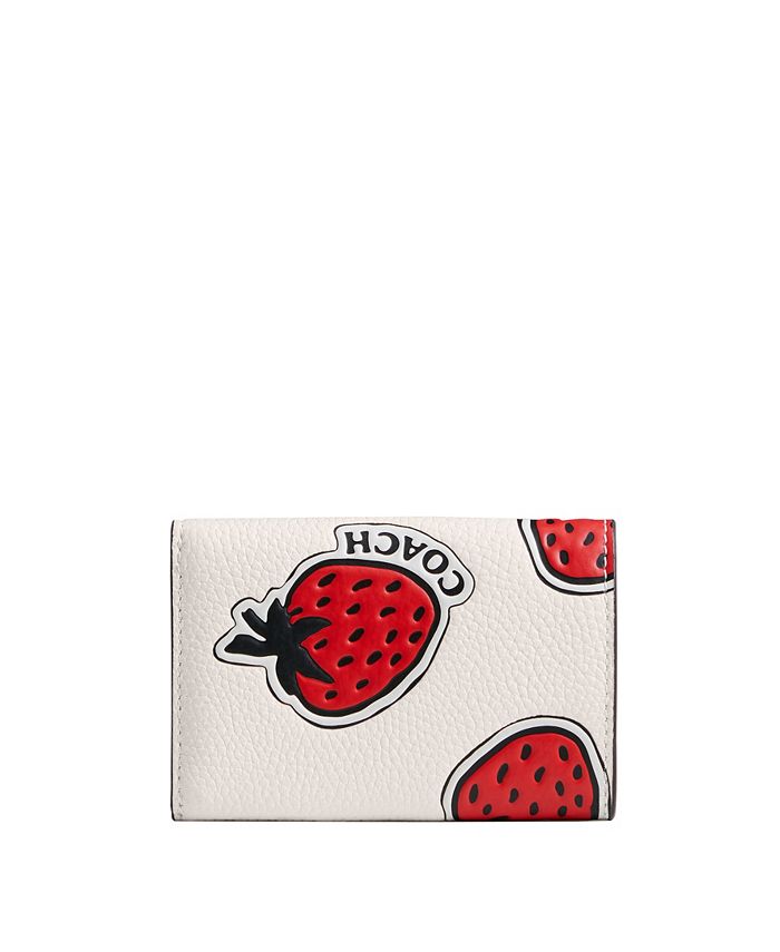 COACH Essential Mini Strawberry Print Leather Trifold Wallet - Macy's