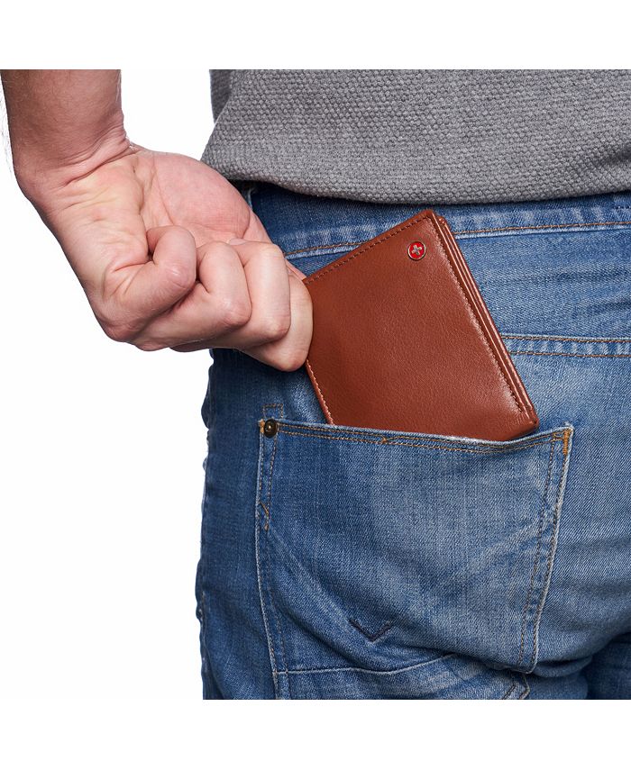 Alpine Swiss Men's Leather RFID Bifold Wallet 2 ID Windows Divided Bill ...