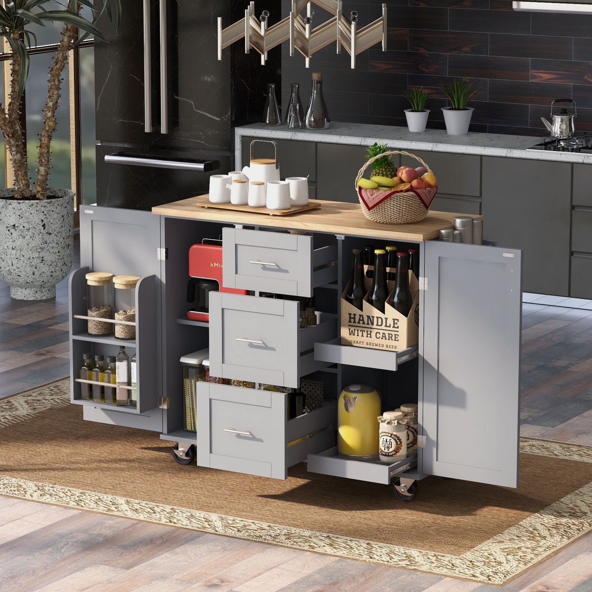 Click here for Streamdale Rolling Kitchen Island with Storage and... prices