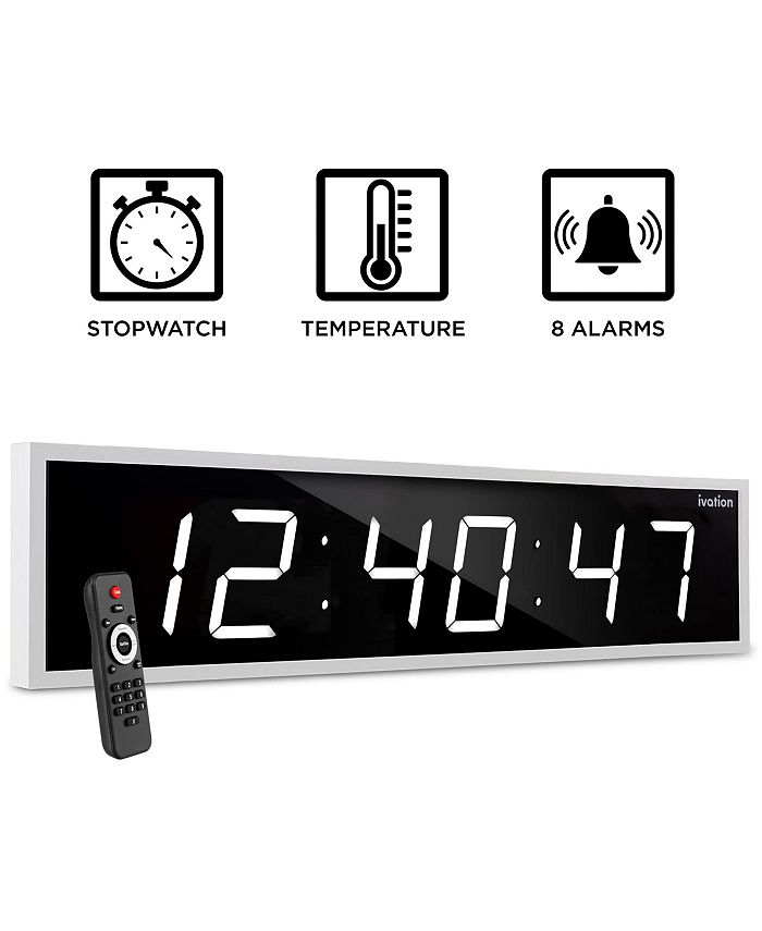 Ivation Large Digital Clock, 72" LED Wall Clock with Alarms, Timer ...