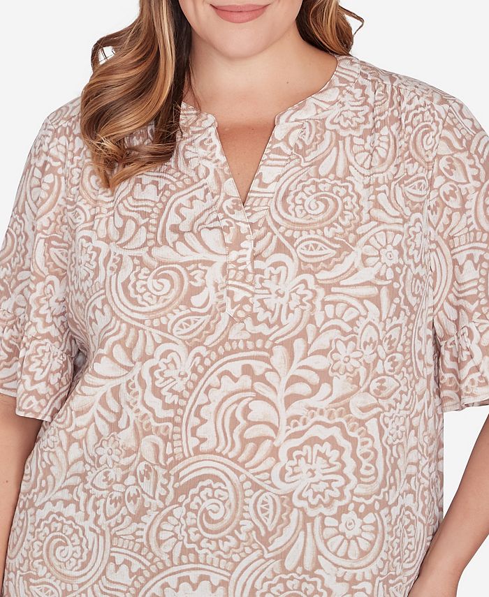 Ruby Rd. Plus Size Printed Rayon Gauze Top - Macy's