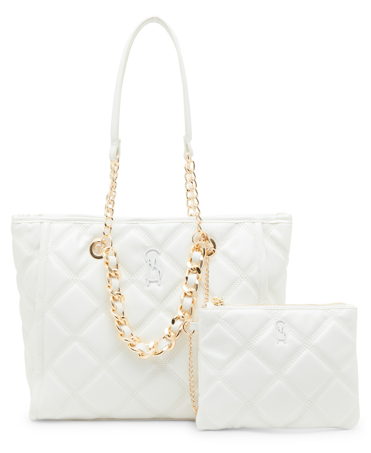 Click here for Steve Madden Katt Faux Leather Quilted Tote with P... prices