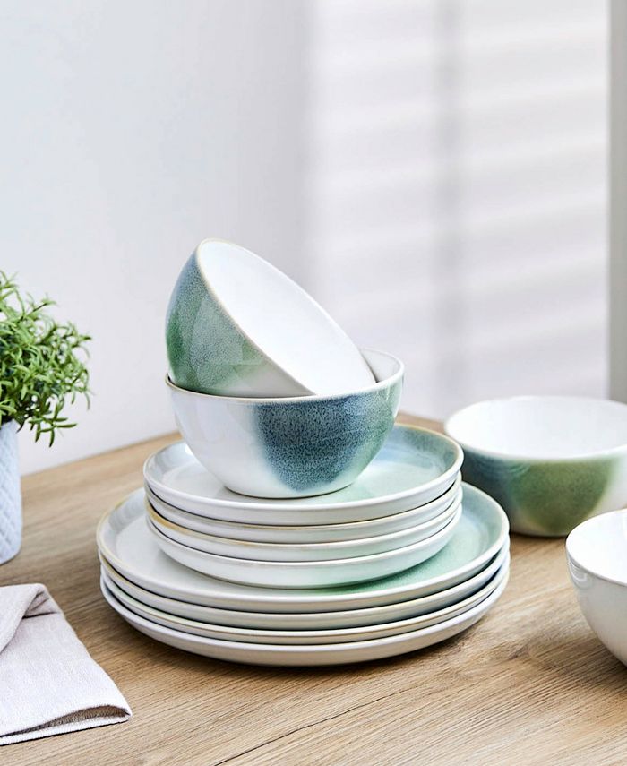 Sango Sittera Color Block Reactive 12 Pc. Dinnerware Set, Service for 4 ...