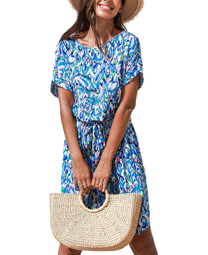CUPSHE Women's Abstract Print Belted Mini Beach Dress - Macy's