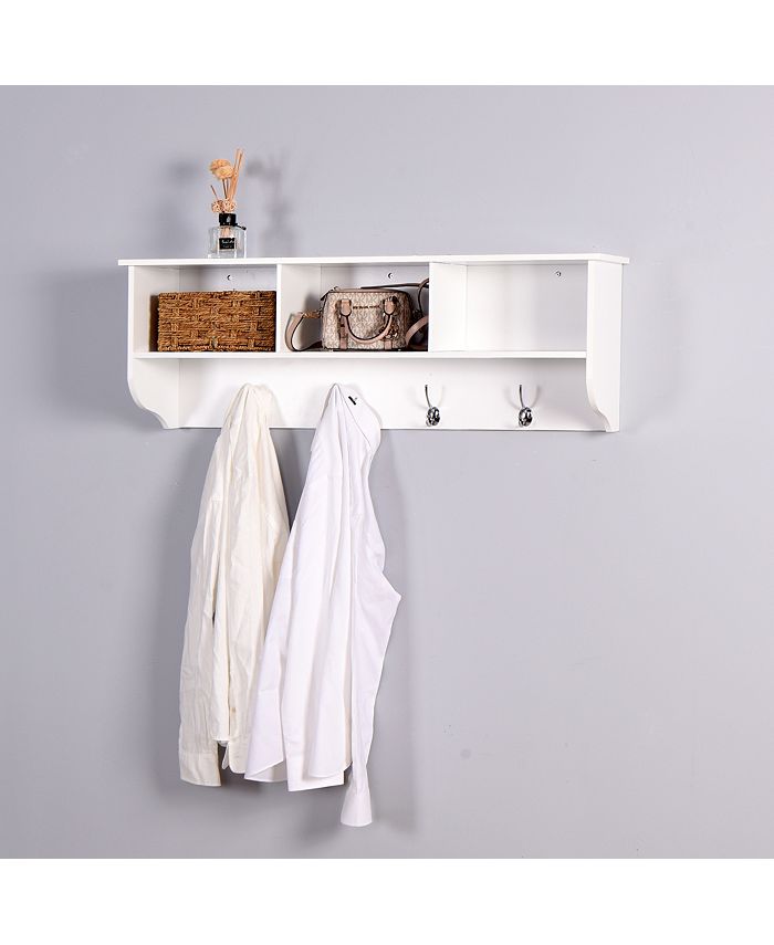 Simplie Fun White Entryway Wall Mounted Coat Rack With 4 Dual Hooks ...