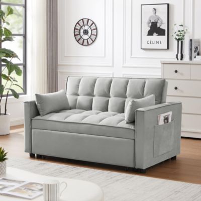 Simplie Fun Convertible Loveseat Futon with Reclining Backrest and ...