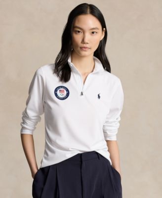 Polo Ralph Lauren Women's Team USA Micro-Dot Mesh Quarter-Zip - Macy's