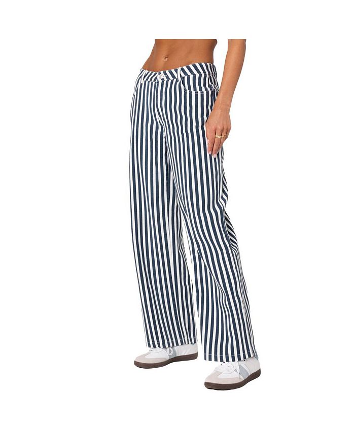 Edikted Women's Striped Low Rise Jeans - Macy's