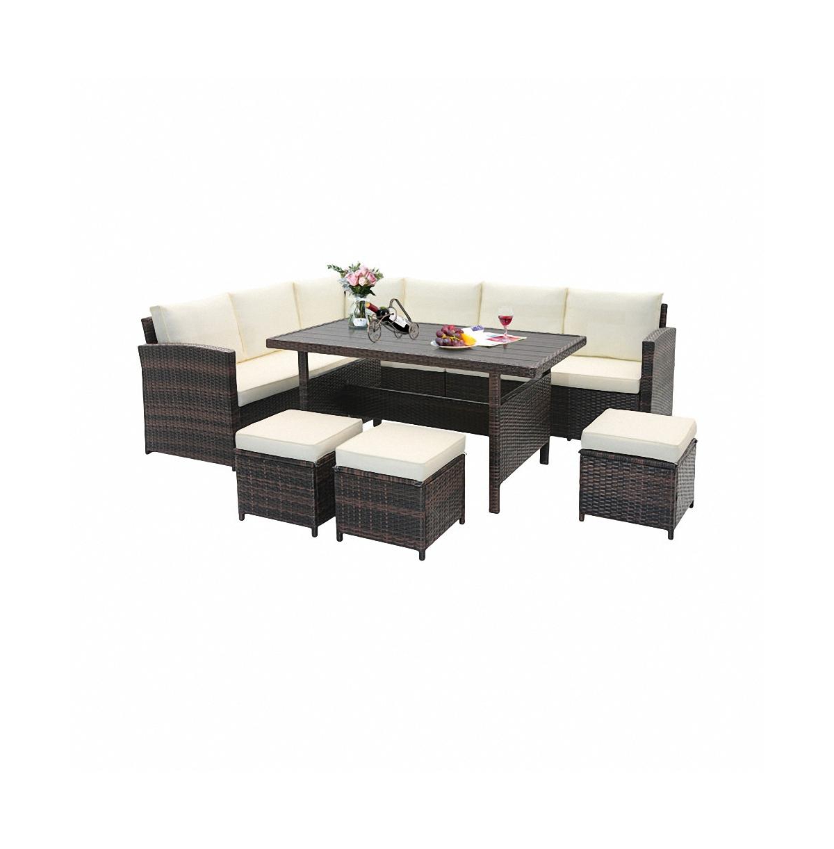 Click here for 7 Pieces Wicker Patio Furniture Set - White prices