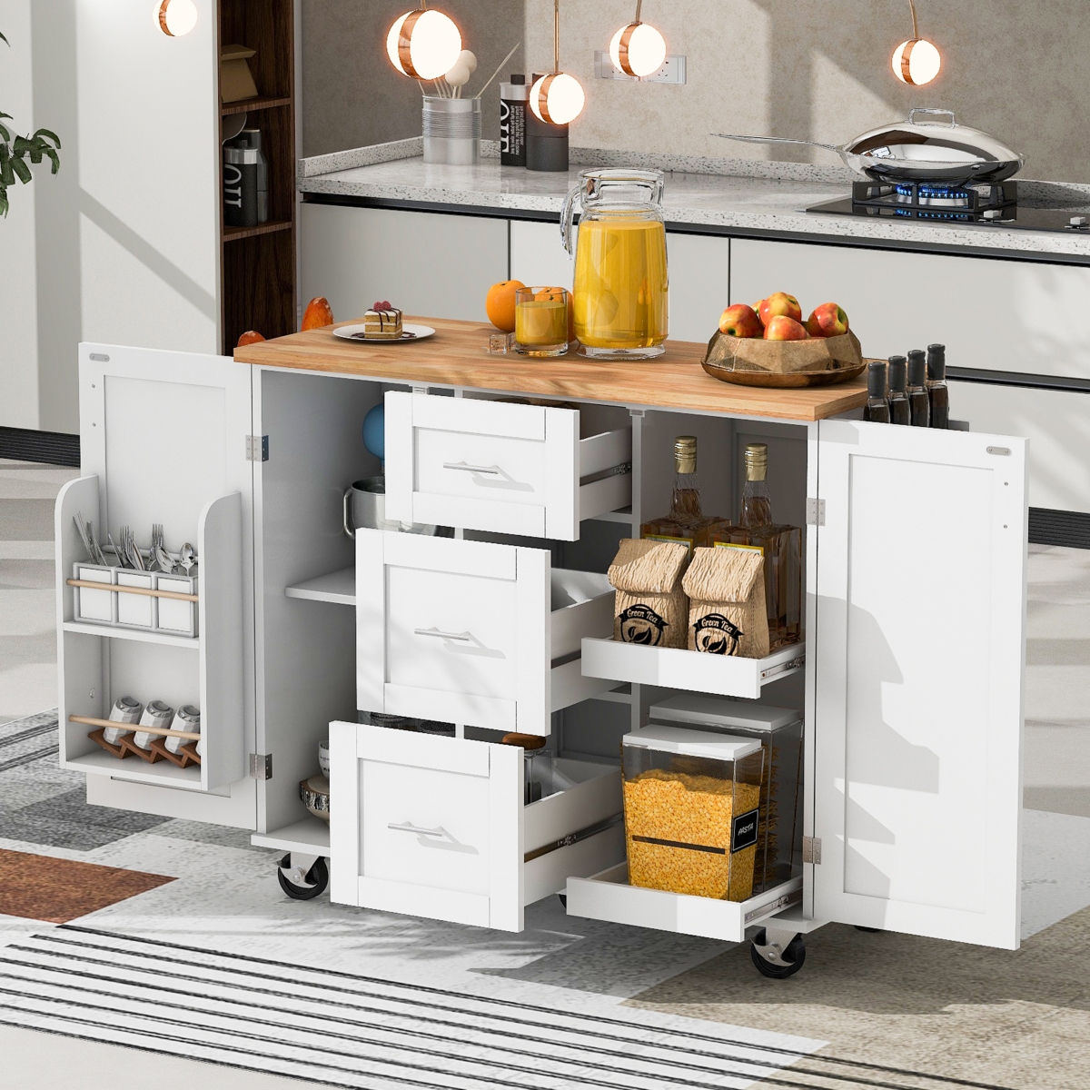Click here for Streamdale Rolling Kitchen Island with Storage and... prices