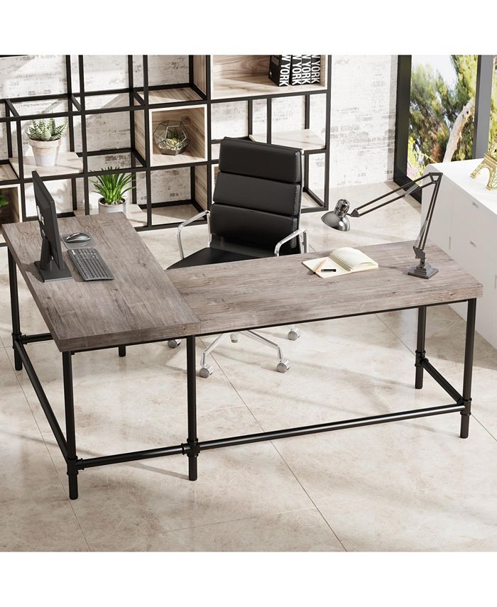 Tribesigns L Shaped Computer Desk, 67 inch Industrial Reversible Corner ...