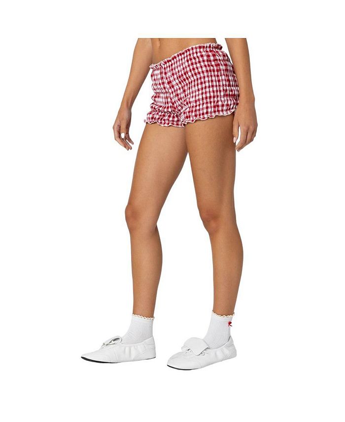 Edikted Women's Gingham Scrunch Shorts - Macy's
