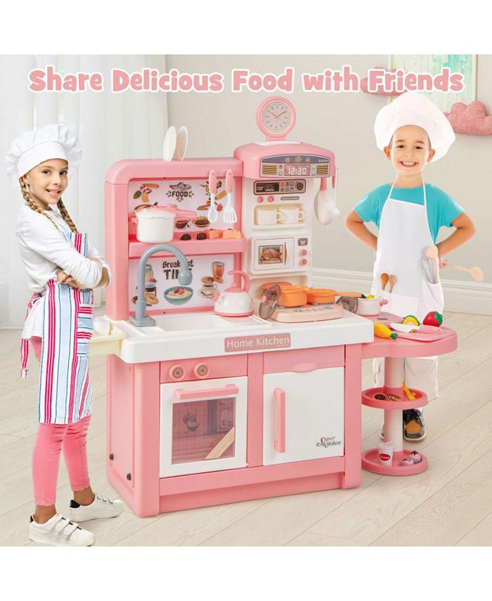 Slickblue Kids Play Kitchen Toy with Stove Sink Oven with Light and ...
