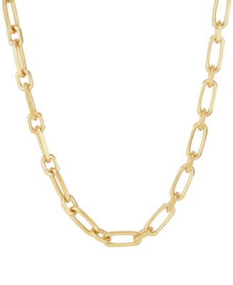 Italian Silver Square Rolo Link 22" Chain Necklace in 18K Gold-Plated ...