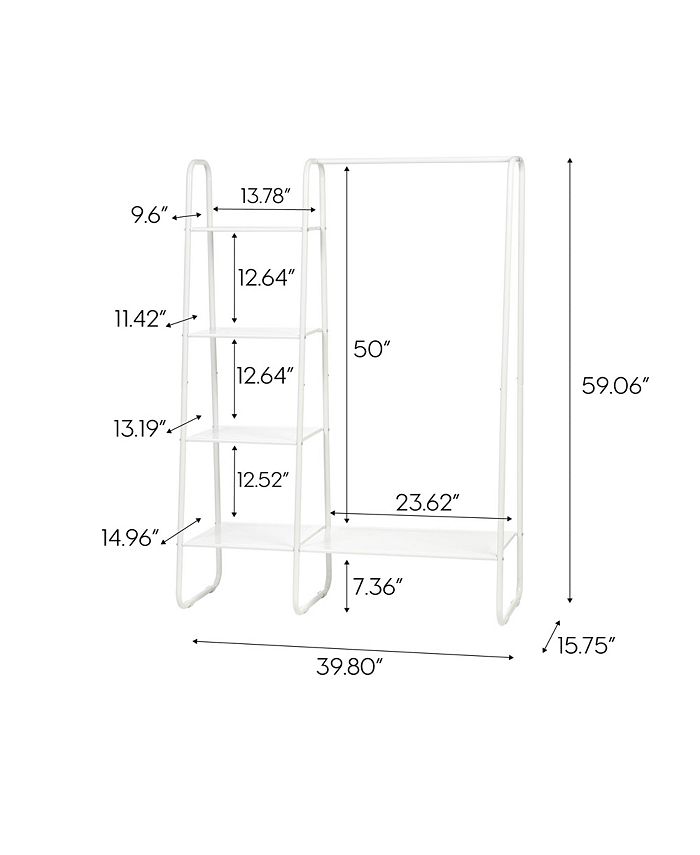 IRIS Metal Garment Rack with Metal Mesh Shelves, White - Macy's