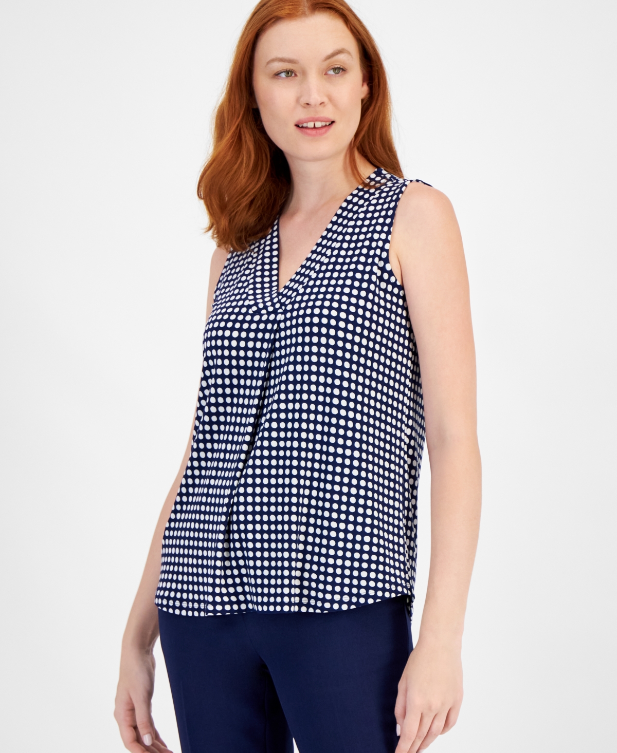 Click here for Anne Klein Womens Printed Sleeveless V-Neck Shell... prices