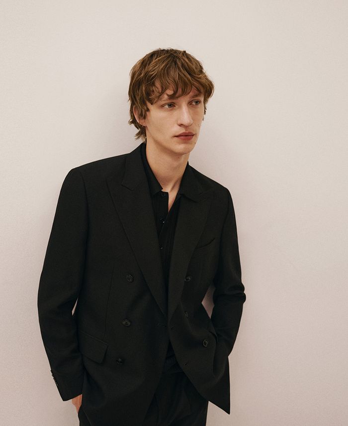 MANGO Men's Linen Lyocell Double-Breasted Suit Blazer - Macy's