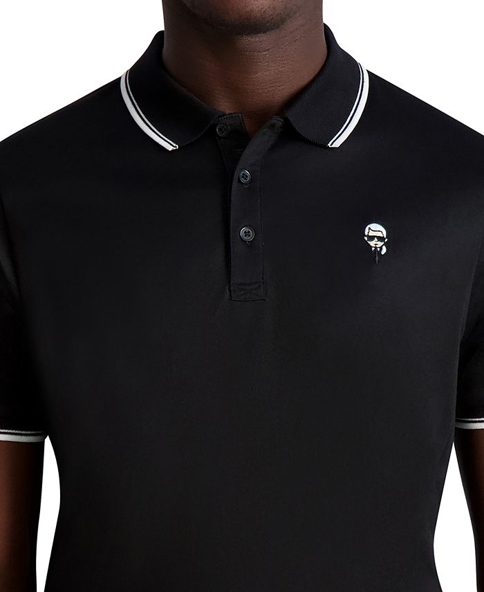 KARL LAGERFELD PARIS Men's Slim-Fit Karl Patch Tipped Polo Shirt - Macy's