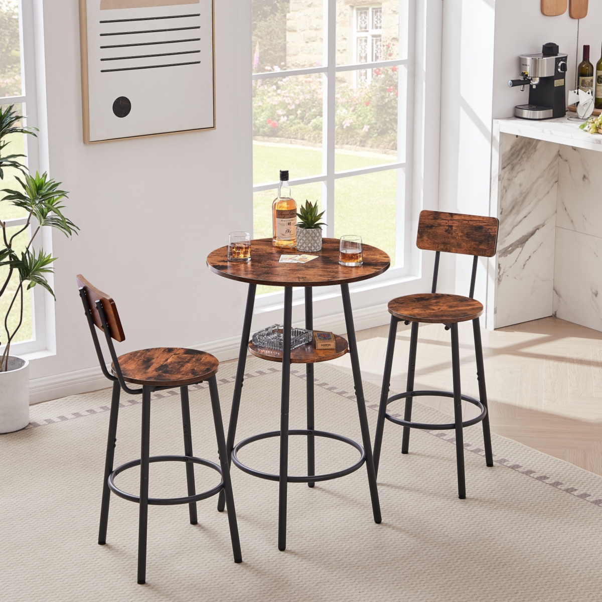 Click here for Streamdale Furniture Round Barstool Set With Shelv... prices
