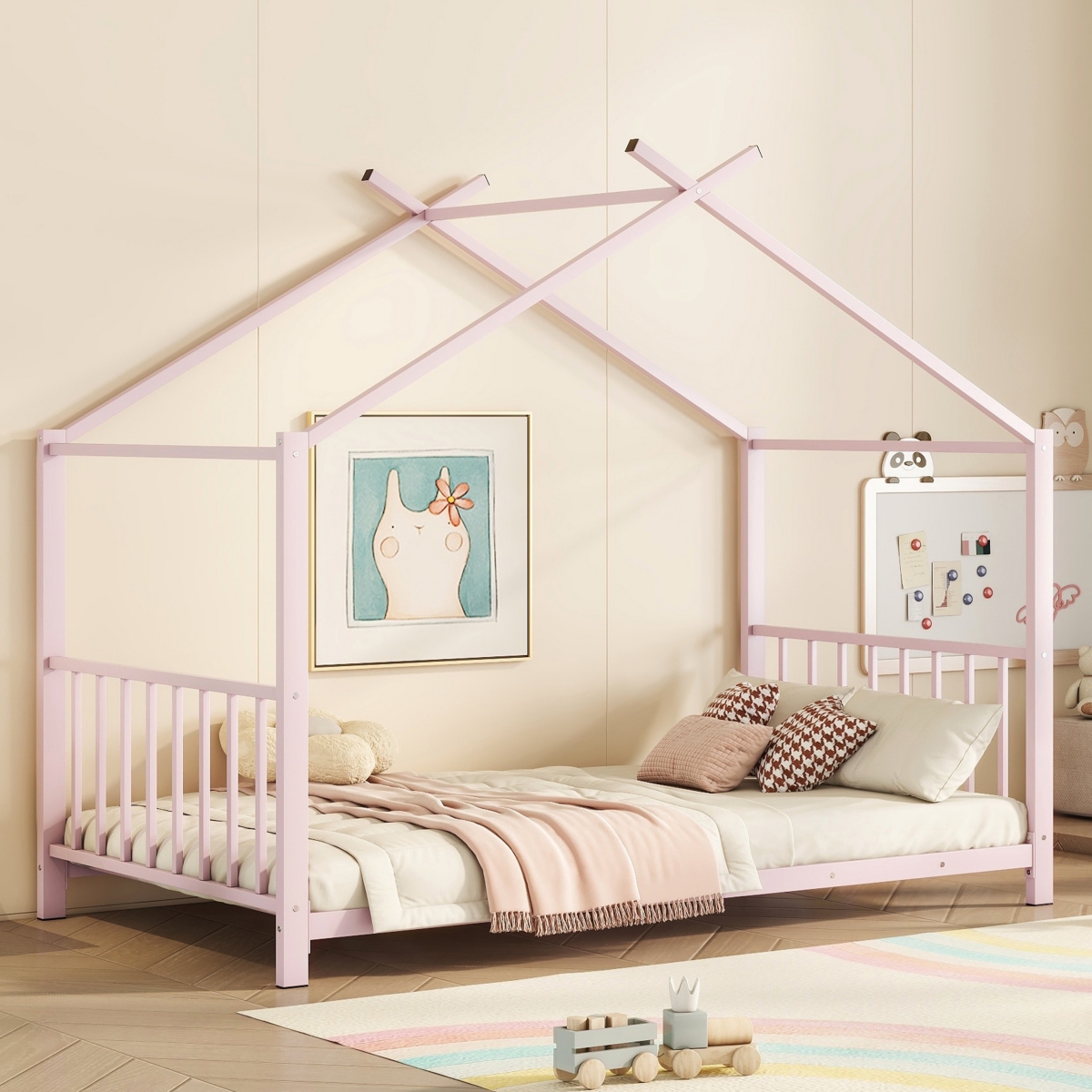 Click here for Streamdale Twin Size Metal House Platform Bed  Whi... prices