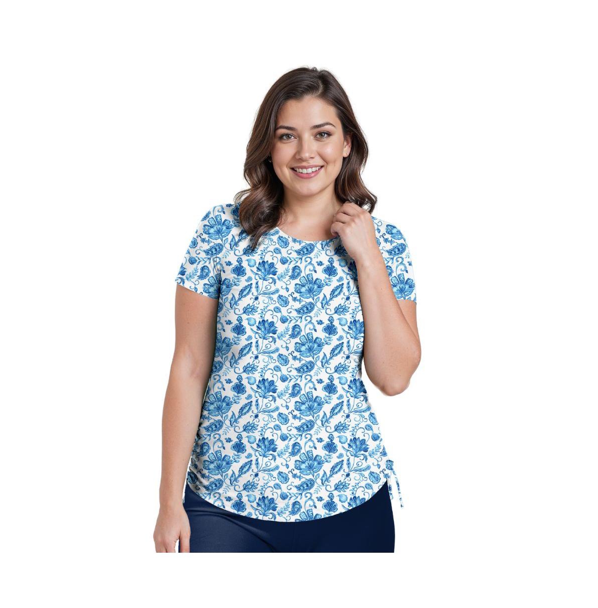 Click here for Calypsa Plus Size Adele Swim Top - Blue dreams prices