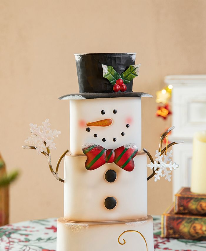 Glitzhome 17 H Metal Stacked Box Snowman Table Decor - Macy's