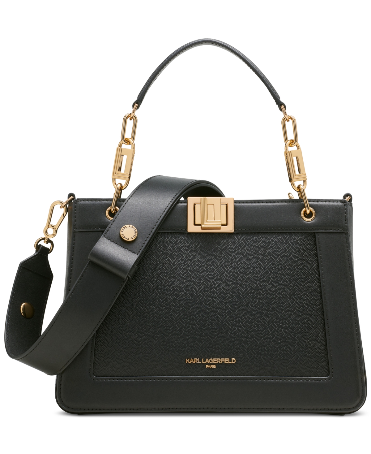 Click here for Karl Lagerfeld Paris Ivette Leather Satchel - Blk/... prices