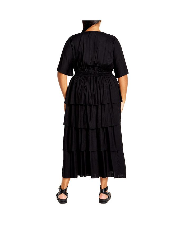 CITY CHIC Plus Size Ana Tie Maxi Tiered Dress - Macy's