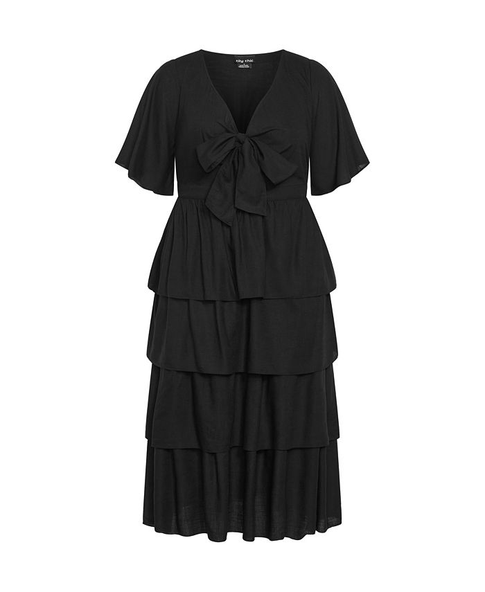 CITY CHIC Plus Size Ana Tie Maxi Tiered Dress - Macy's
