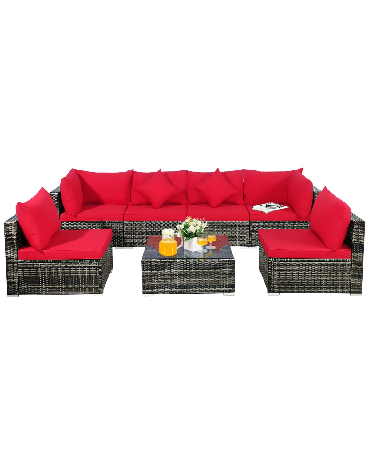 Click here for 7PCS Patio Rattan Furniture Set Sectional Sofa Gar... prices